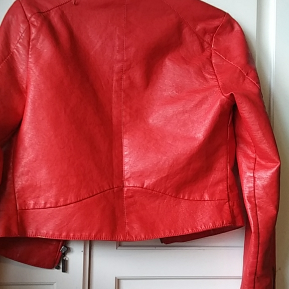 Dots | Jackets & Coats | Red Faux Leather Jacket | Poshmark